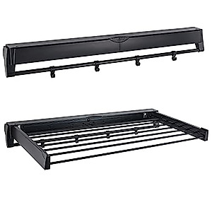 Delysia King Clothes Laundry Drying Rack，Collapsible Wall Mounted Hanger|7 Drying Rods (Black)