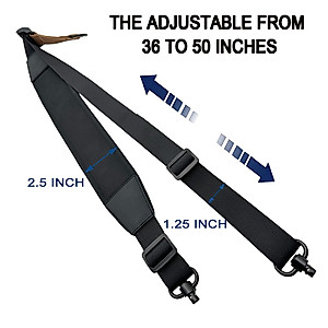 VVAAGG Two-Point QD Rifle Sling with 2-Pcs QD Sling Swivels, Durable Non-Slip 2.5" Extra Wide Design Padded Sling Quick Adjustable Length Rifle Strap