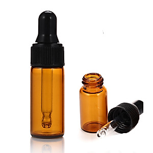 Simple-e 10pcs 5ml 1/6oz Amber Mini Glass Bottle Amber Sample Vial Small Essential Oil Bottle with Glass Eye Dropper + 1pc Glass Clean Cloth + 1pc 3ml dropper (10)