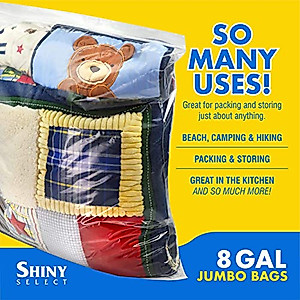 [ 20 COUNT ] JUMBO BAG Zipper top 8 Gallon - Resealable Bag with Zipper Top Storage Bags - Extra Large 22" x 24" for Seasonal Clothing, Blanket, Linens, Pillows, Food