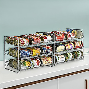 SUFAUY Carbon Steel Can Rack Organizer, Silver, 100-Pound Capacity, 36 Jars/Cans