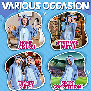 CANASOUR Kids Christmas Halloween Costumes Anime Cosplay Animal One Piece Onesie Pajamas 10-12 Years Girls Boys (10-12 Years, Blue)