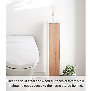 Yamazaki Supplies Home Organizer-Slim Bathroom Storage Shelves | Steel + Wood | Toilet Paper Stocker, One Size, Ash