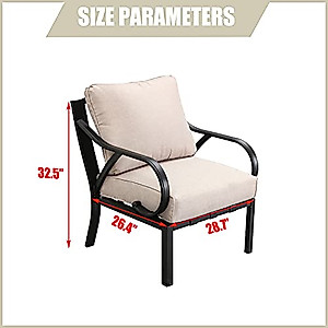 LOKATSE HOME Outdoor Dining Chair Patio Bistro Furniture Metal Single Armchair with Cushion, Beige