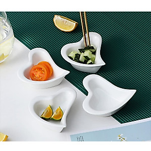 TOPYOKK Soy Sauce Dish Set of 6, Small Dipping Bowls, Dipping Sauce Bowls, Small Dishes, Soy Sauce Bowls, 1 Oz Small Bowls for Dipping, Soy, Condiment, Ketchup, BBQ Sauce (Heart)