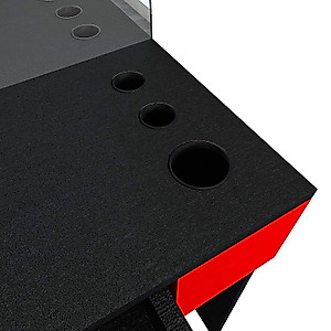 Artist hand Wall Mount Salon Station Barber Stations Styling Station Barber Beauty Spa Salon Equipment Set with Mirror,Left Shelf (Black/Red)