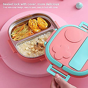 LVOERTUIG 550ML Stainless Steel Bento Insulated Lunch Box for Kids Toddler Girls, Eco Metal Portion Sections Leakproof Lid,Pre-School Kid Daycare Lunches and Snack Container Outdoor Picnic