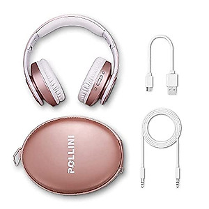 pollini Bluetooth Headphones Over Ear, Wireless Headset V5.0 with 6 EQ Modes, Soft Memory-Protein Earmuffs and Built-in Mic for iPhone/Android Cell Phone/PC/TV