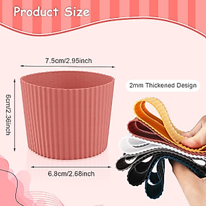 6 Pack Silicone Cup Sleeve Heat Resistant Coffee Cup Protective Sleeve Nonslip Glass Bottle Mug Protector Cover for Home Travel - Multicolor