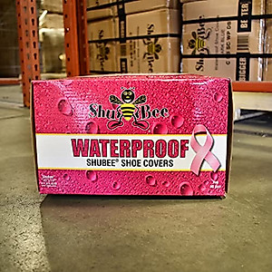 ShuBee Waterproof Shoe Covers Slip-Resistant Disposable for Construction, Indoor Carpet Floor Protection - Red (40 Pair)