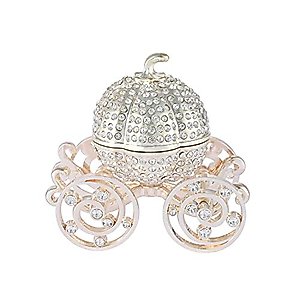 QIFU Pumpkin Carriage Series Enameled Trinket Box Hinged Decorative Collectible Figurine Unique Gift to Store The Ring