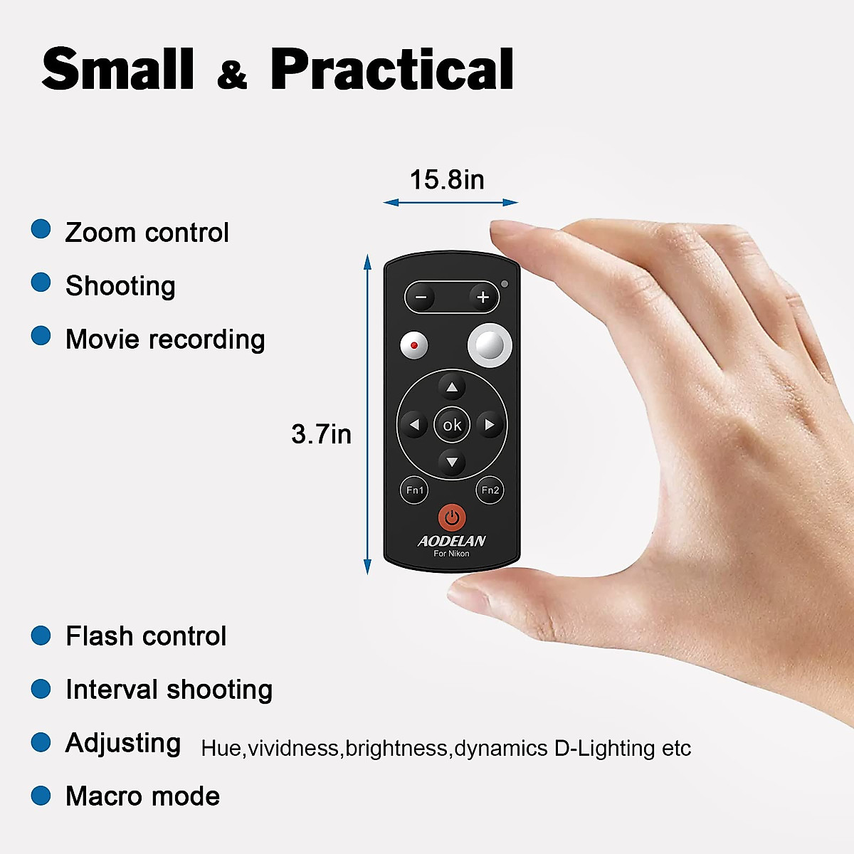 Aodelan Wireless Remote Control for Nikon COOLPIX P950 P1000 Z50 B600 A1000 Z30 Z6 II Z7 II Zfc Z fc,Camera Remote Shutter Release Replaces Nikon ML-L7