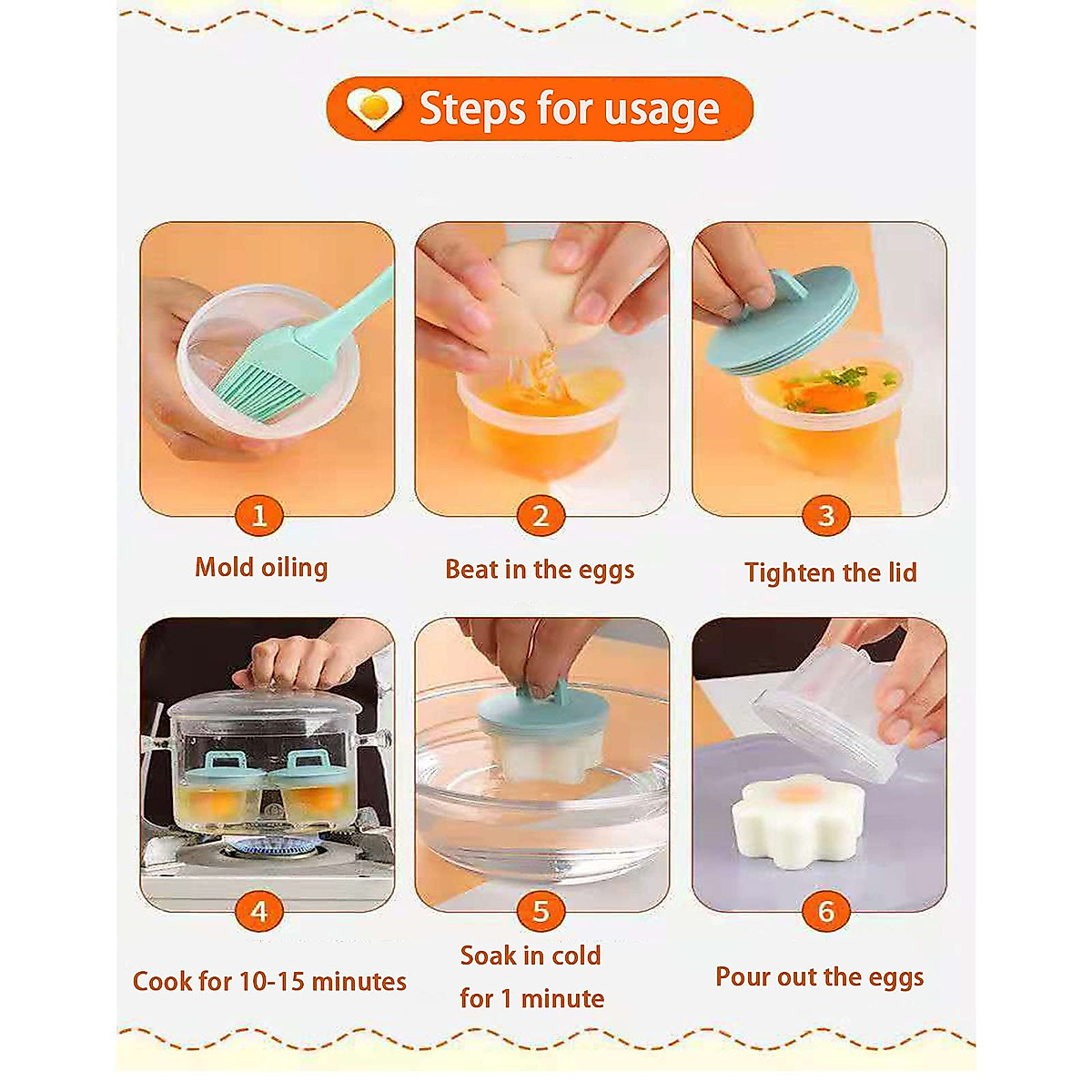 Egg Poacher - Hard Boiled Eggs without the Shell 5 Pcs Egg Poacher for Hard Boiled Eggs Non-stick Egg Cooker