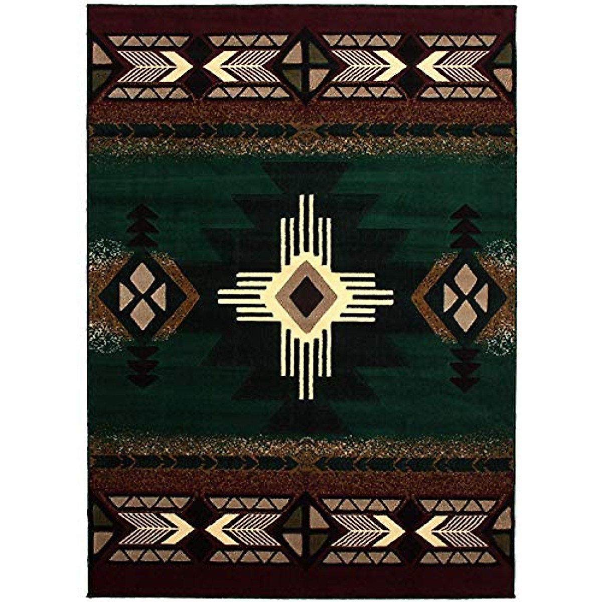 Champion Rugs Southwest Native American Navajo Aztec Tribal Indian Hunter Green Carpet Area Rug (8 Feet X 10 Feet)