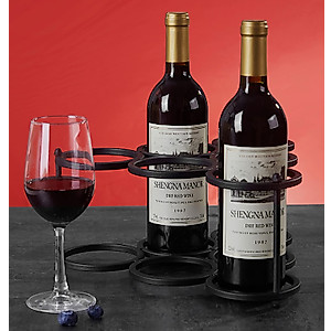 Black Modern Wire Rustic Counter Wine Rack Countertop Table,Metal Wine Rack Inserts for Cabinet Rustic 6 Bottles Wine Storage Holder