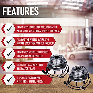 Replacement Front Wheel Hub Bearing Assembly Set of 2 - Compatible with Chevy, Buick, GMC Vehicles - Rainier, SSR, Trailblazer, Envoy, Bravada, 9-7x - Replaces 951-056, 12413037, 15130858, 513188