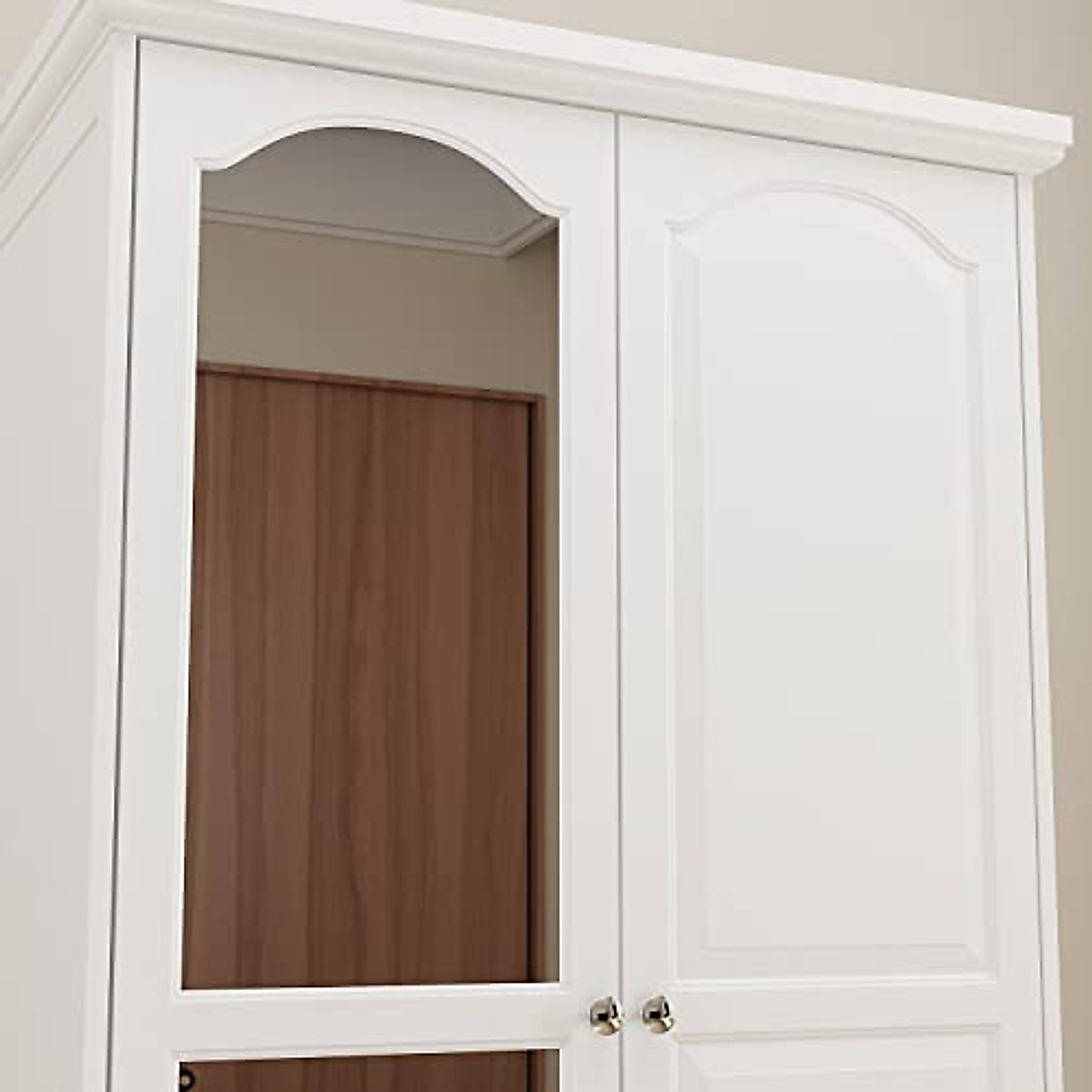 Homsee Wardrobe Armoire Wooden Closet with Mirror, 2 Doors, 3 Drawers, 4-Tier Storage Cubes and Hanging Rod for Bedroom, White (31.5”L x 19.7”W x 70.9”H)