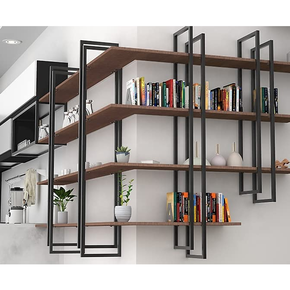 Azaela Home 3 - Tiers 38" Rustic Wall Mount Metal Hanging Brackets for Floating Shelves, DIY Wall Mounted Heavy Duty Bracket