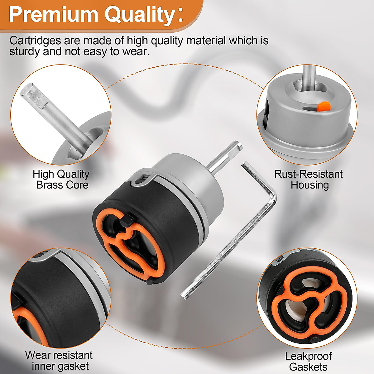 RP50587 Faucet Cartridge Replacement for Delta Single Handle Kitchen and Lavatory Valve Faucets, Faucet Cartridge Features Universal Faucet Diamond Seal Technology - Faucet Repair Kit with Wrench