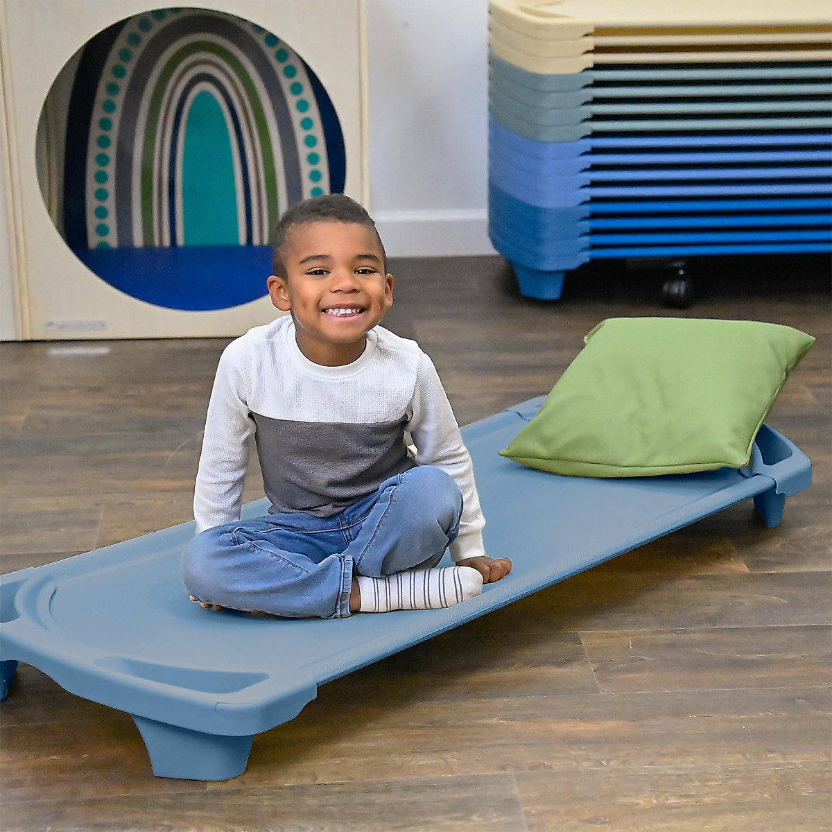 Children’s Factory SpaceLine Nap Cot, Kids Daycare and Preschool Sleeping Cot, Standard Size, Wedgewood