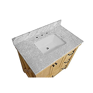 Tuscany 36-inch Bathroom Vanity (Carrara/Driftwood): Includes Driftwood Cabinet with Authentic Italian Carrara Marble Countertop and White Ceramic Sink