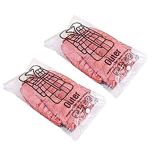 Hanging Vacuum Compression Bags, 2 Pack Hanging Vacuum Clothes Storage Space Saver Clear Bags with Hook for Suits Coats Jackets