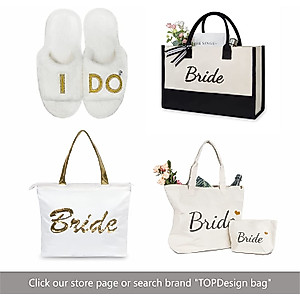 TOPDesign Women's I Do Slide Slippers, Bridal Flats, Wedding Tote, Bachelorette Shower Engagement Proposal Honeymoon Gifts for Bride, Bride to Be, Future Mrs, Wifey