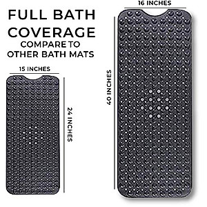 ENKOSI Large Bath Mat - Shower Mat Non Slip - Non Slip Bathtub Mat - Long 40 x 16 Inch Bathroom Mats for Tub Nonslip - Anti Slip Bathmats - Tub Mat - Bathtub Mat Non Slip - Bath Mat for Tub (Black)