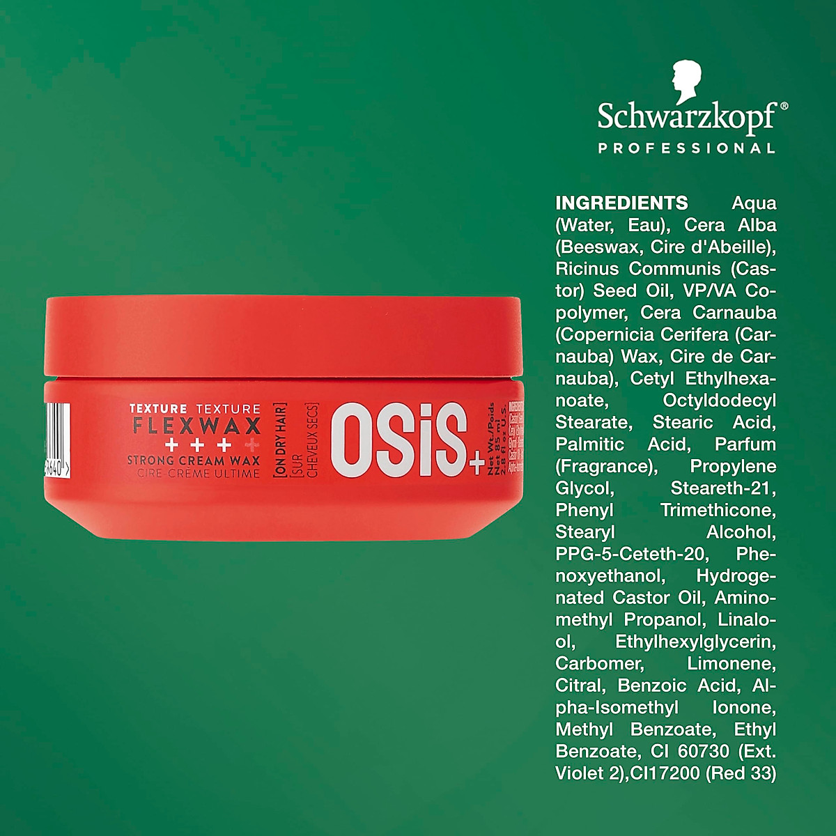 OSiS+ Flexwax – Ultra Strong Cream Wax, 2.8 oz – Long-lasting Hold for Creative Hair Styling – Moldable Texturizing Product for Wild Hair Styling and Shine – Washes Out Easily
