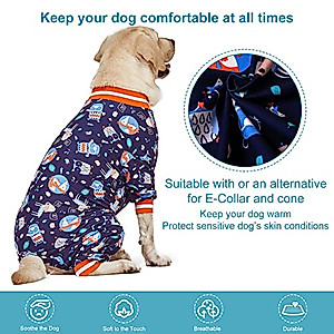 LovinPet Pet Clothes for Large Dogs: Nighthawk& Red Fox Steel Gray Print, Lightweight Stretchy Knit Pullover Pet Pajamas, Big Dog Onesie, Large Breed Dog Jammies, Pet PJ's /3XL