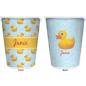 RNK Shops Personalized Rubber Duckie Waste Basket - Double Sided (White)