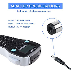 PK Power 9V 2A AC Adapter for DYMO LabelManager 100 160 350 LM-160 150 LM-500TS 220P 210D LM-150 155 LM-200 LM210D 1738976 Power Supply Cord with Internal Negative