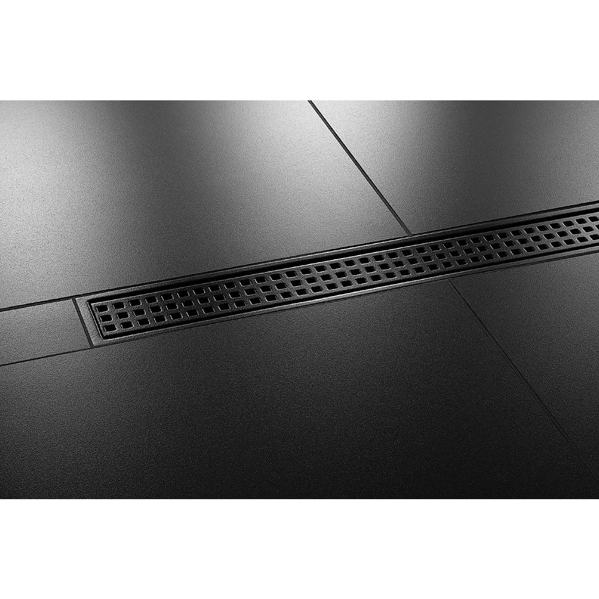 Schluter Kerdi-Line Brushed Stainless Steel Grate Assembly for Tile and Stone Coverings - Adjustable, Square Design - 3/4" Frame, 20" Length - KL1B19EB50