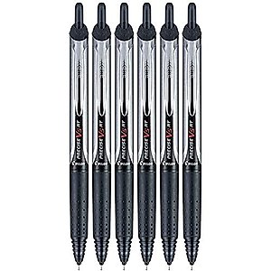 Pilot Precise V5 RT Retractable Liquid Ink Rollerball Pens, Extra Fine Point, 0.5mm, Black Ink, 6 Count