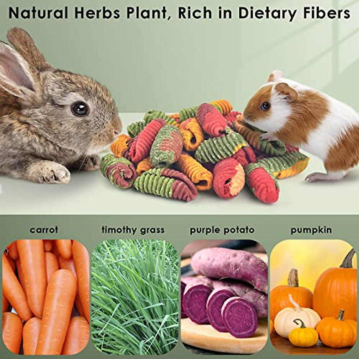 ERKOON Chinchilla Treats, Chew Toys for Teeth for Rabbit Guinea Pig Gerbil Rat Dwarf Hamster (Treats)