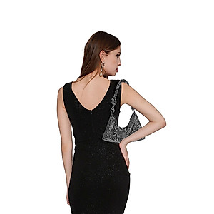 Rhinestone Purse Sparkly Evening bag Silver Clutch Purses for Women Evening, Cross Body Handbags for Party Prom Club Wedding