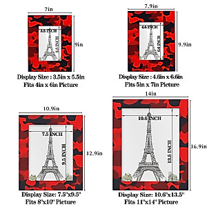 cfpolar Black and Red Camouflage 4x6 Picture Frame Solid Wood High Definition Acrylic Photo Frame Fits to 4x6 inch Photos, Wall Mounting Picture Frames for Tabletop or Wall Display Home Decor