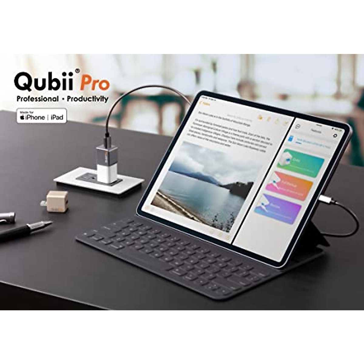 MAKTAR Qubii Pro USB-A Flash Drive, Auto Backup While Charging, MFi Certified Compatible with iPhone/iPad, Memory Stick iPad External Photo Storage for MacBook/Laptops/PC Photo Stick
