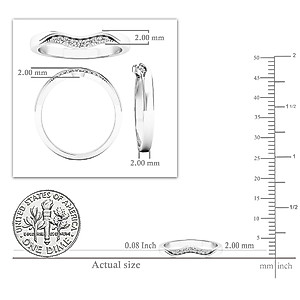 Dazzlingrock Collection 0.05 Carat (ctw) 10K Round Diamond Ladies Anniversary Wedding Band Guard Ring, White Gold, Size 6