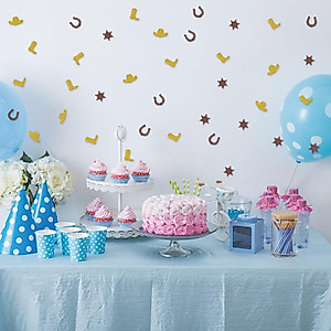 Helewilk Glitter Cowboy Confetti, Western Theme Birthday/Baby Shower/Wedding Party Table Decorations, Wild West Kids Boys Birthday Party Scatters Confetti, Western Cowboy Party DIY Crafts Supplies