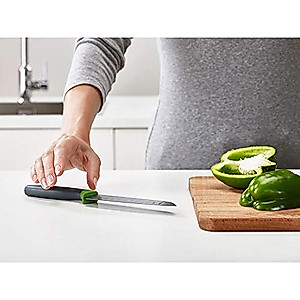 Joseph Joseph 10303 DoorStore Knives Elevate Set with Knife Block 3M Adhesive Wall and Cabinet Door Mount, 5-piece Opal