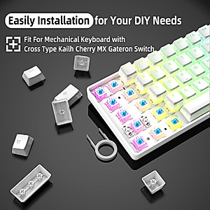 108 Key Double Shot PBT Pudding Keycaps with Translucent Layer Keycap Puller for Standard Full 104Key Compact 61Key/68Key/87Key/96Key Mechanical Keyboard MX Switch DIY Keycap(White Keycaps)