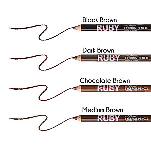 Ruby Kisses GoBrow Eyebrow Pencil, Sharpenable, Longwear, Long Lasting Eyebrow Wooden Pencil for Natural-Looking Brows (Dark Brown)