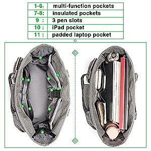 Laptop Tote Bag, Middle Size Computer Messenger Teacher Bag with 15.6'' Padded Laptop Sleeve
