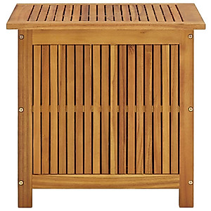 vidaXL Patio Storage Acacia Wood Box, Oil Finished, with Water-Resistant Bag Inside, Offering Ample Storage Space for Household or Garden Items.