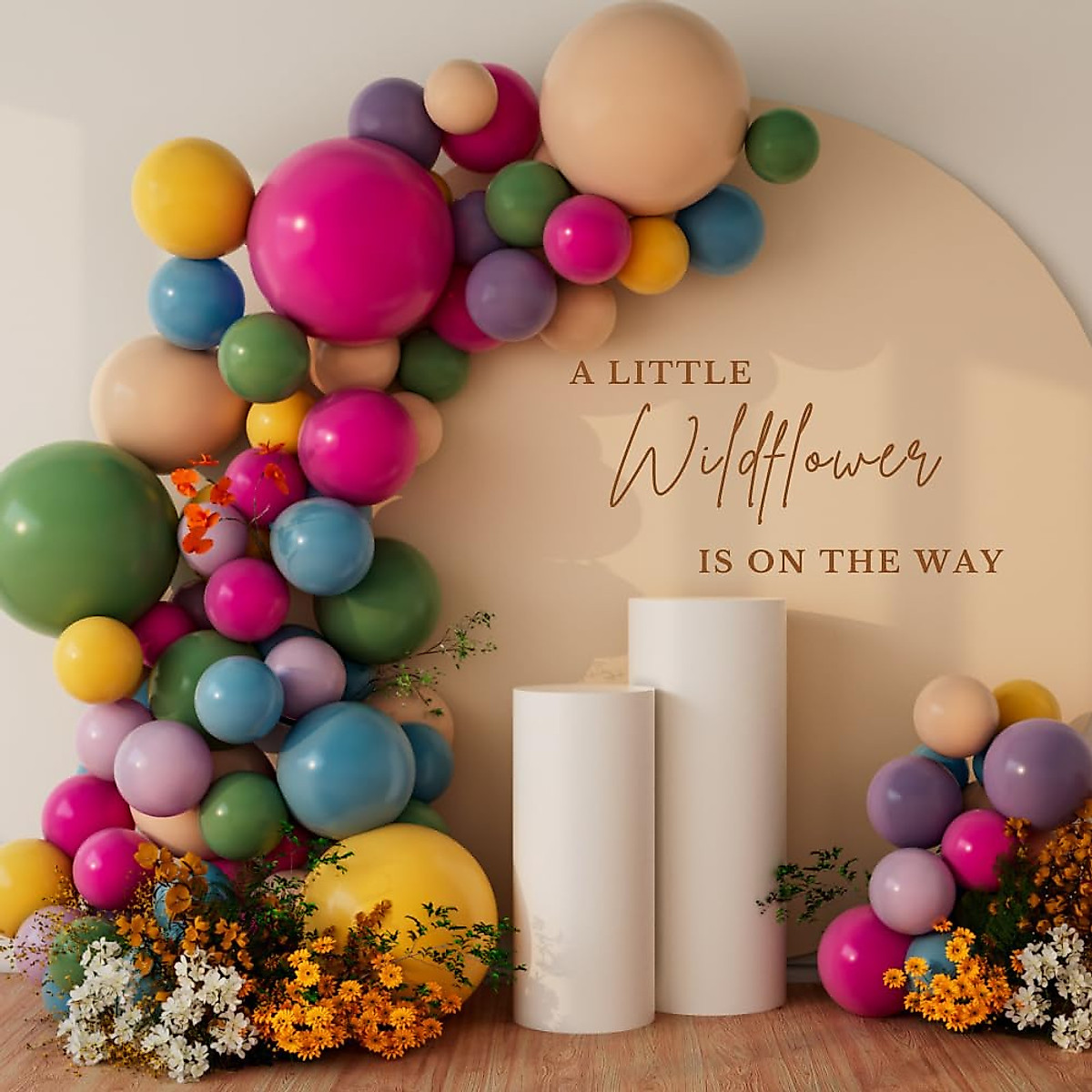 Beaumode Wildflower Floral Balloon Arch Garland kit 164pcs for Girls First Birthday Wild One Little Wildflower Shower Baby in Bloom Summer Graden Bridal Shower Party Decoration (Wildflower)