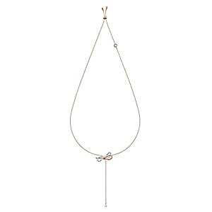 SWAROVSKI Lifelong Bow Pendant, Women's White Crystal Bow Design Pendant Necklace with Mixed Rose-Gold Tone and Rhodium Plating