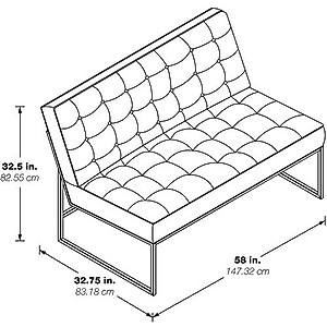 OSP Home Furnishings Anthony Armless Loveseat, White Faux Leather with Chrome Base