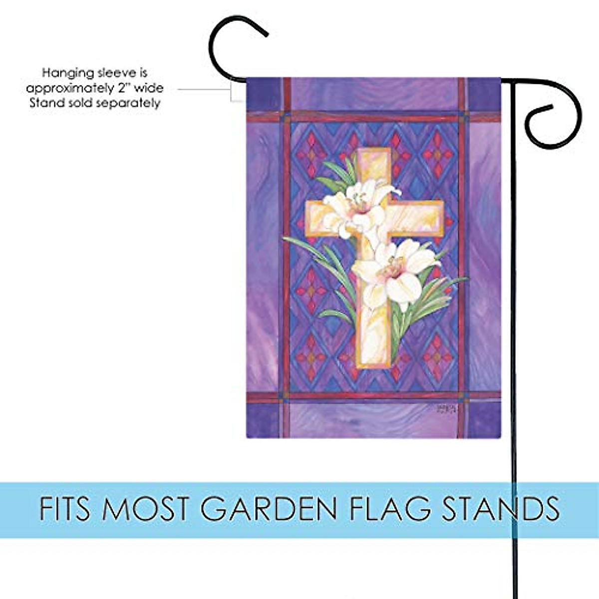 Toland Home Garden 112516 Lily & Cross Easter Flag 12x18 Inch Double Sided Easter Garden Flag for Outdoor House religious Flag Yard Decoration