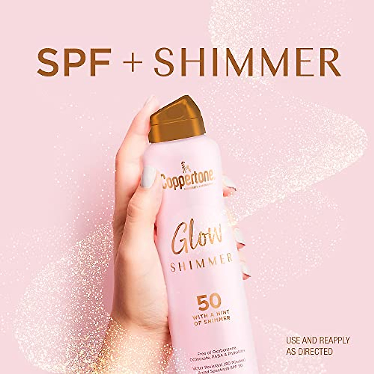 Coppertone Glow with Shimmer Sunscreen Spray, Water Resistant , Broad Spectrum, SPF 50, 5 Oz